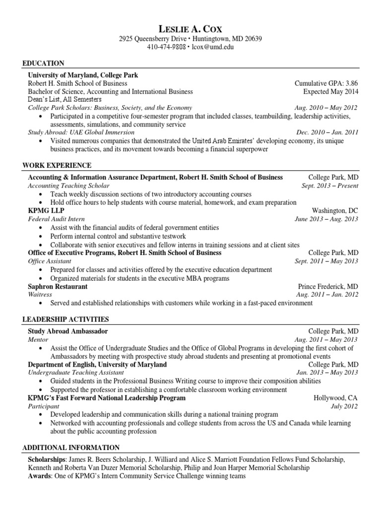 Leslie Cox Resume | PDF | Accounting | Academia