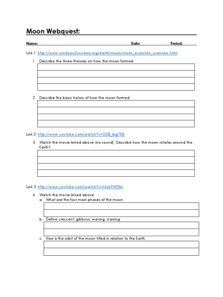 Moon Webquest | PDF | Moon | Tide