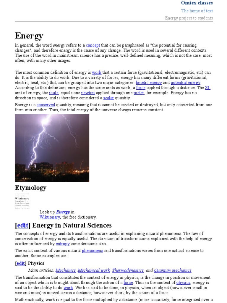 Omtex Classes Pdf Energy Industry Potential Energy