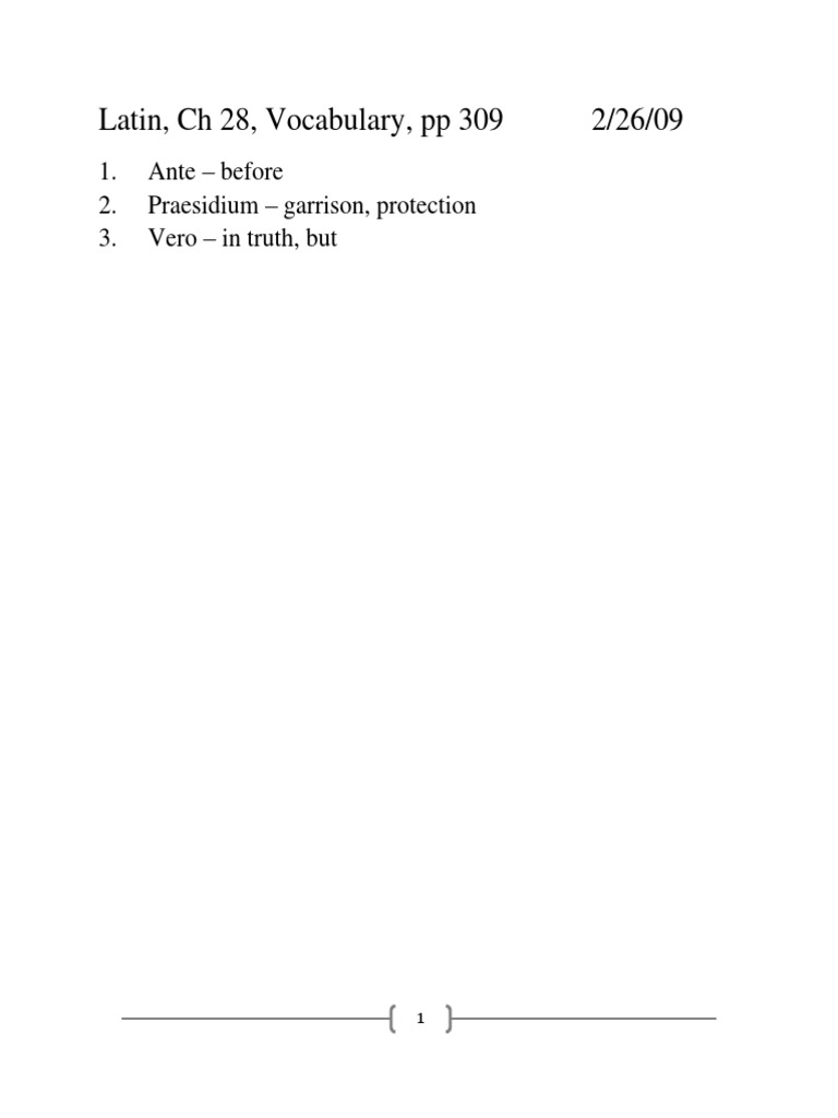 Latin Vocabulary: "Ante" Meaning | PDF