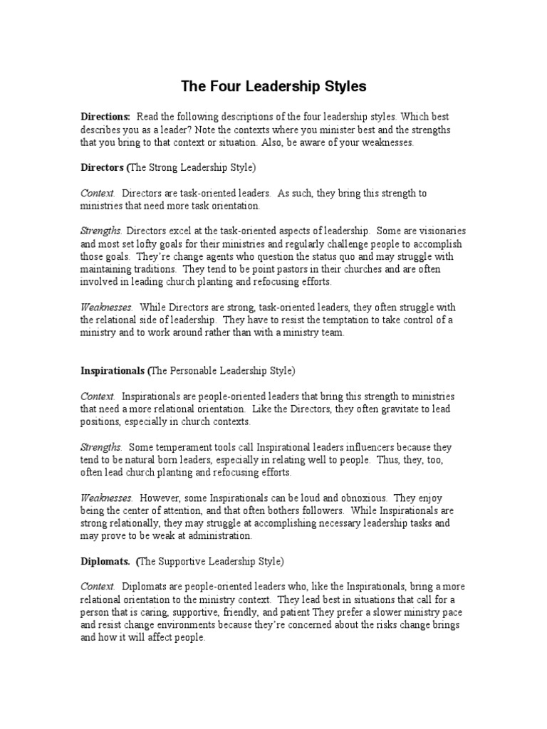 Leadership Styles | PDF | Action (Philosophy) | Leadership