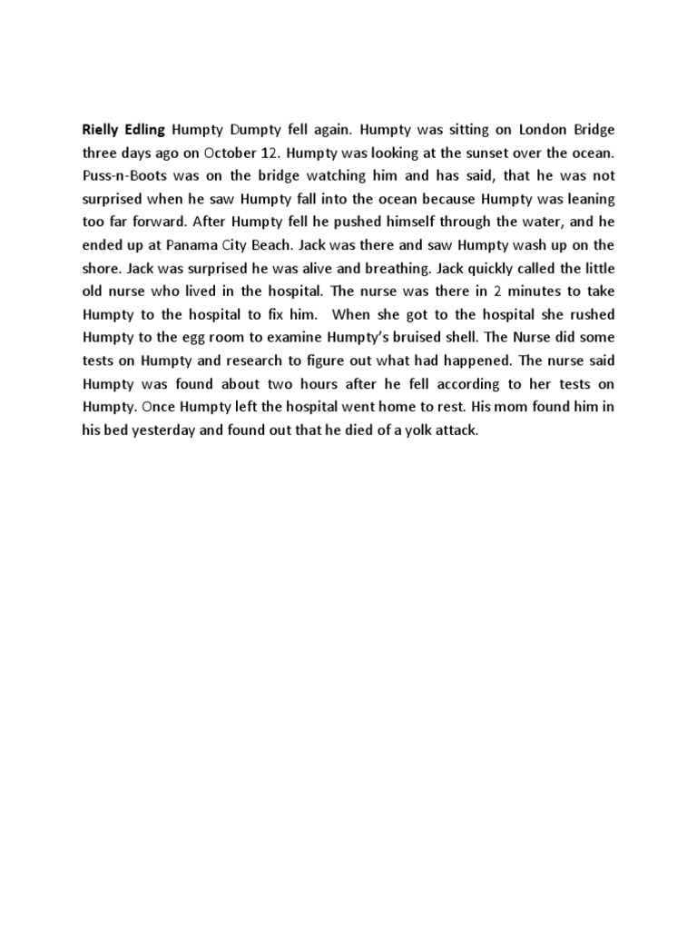 Humpty Dumpty's Ocean Misadventure | PDF