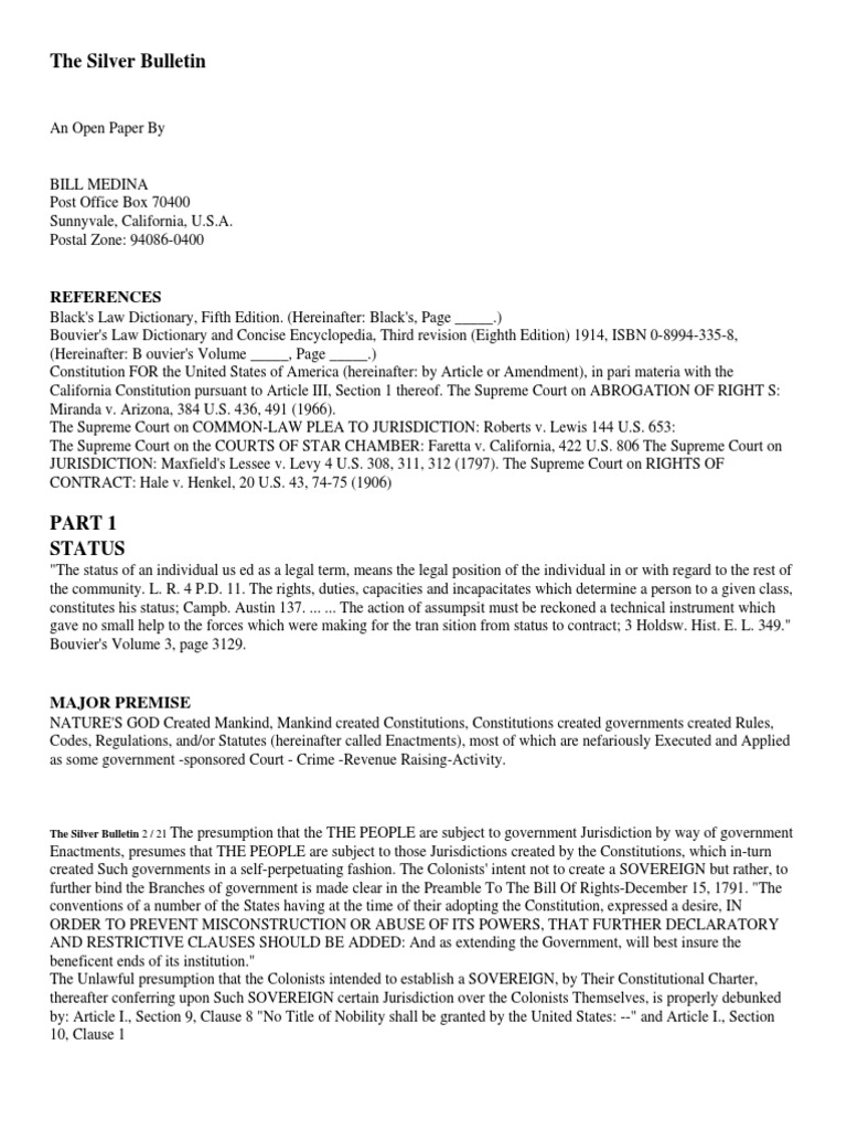 The Silver Bulletin | PDF | Article One Of The United States ...