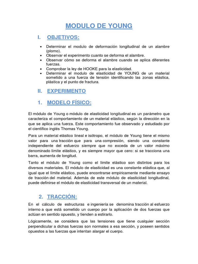 Modulo de Young | El módulo de Young | Elasticidad (Física) | Prueba ...