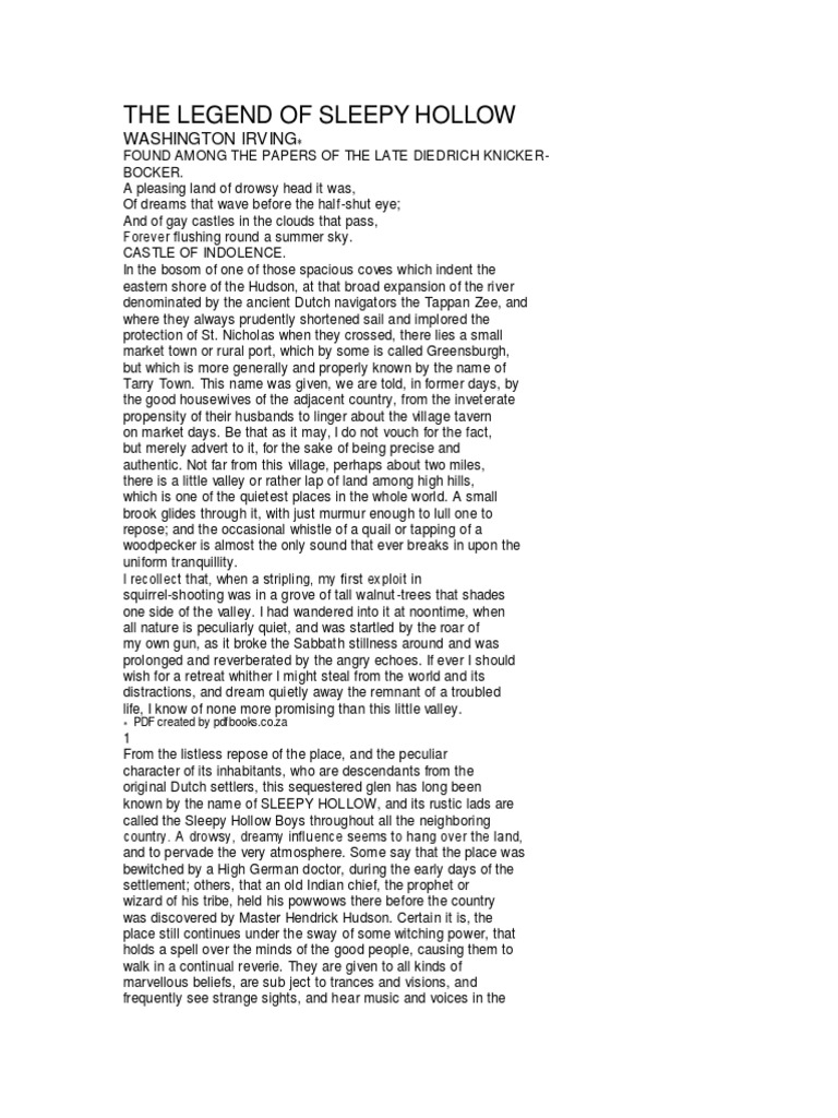 The Legend of Sleepy Hollow | PDF | The Legend Of Sleepy Hollow