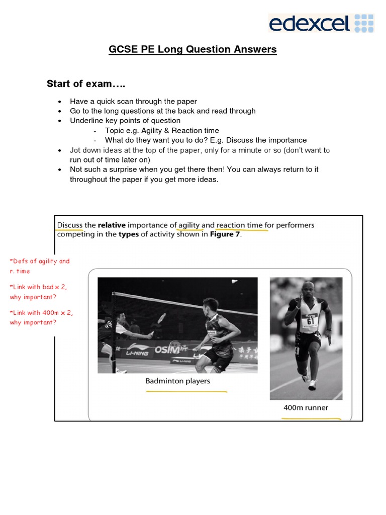 GCSE PE Long Question Answers | PDF | Question | Semiotics