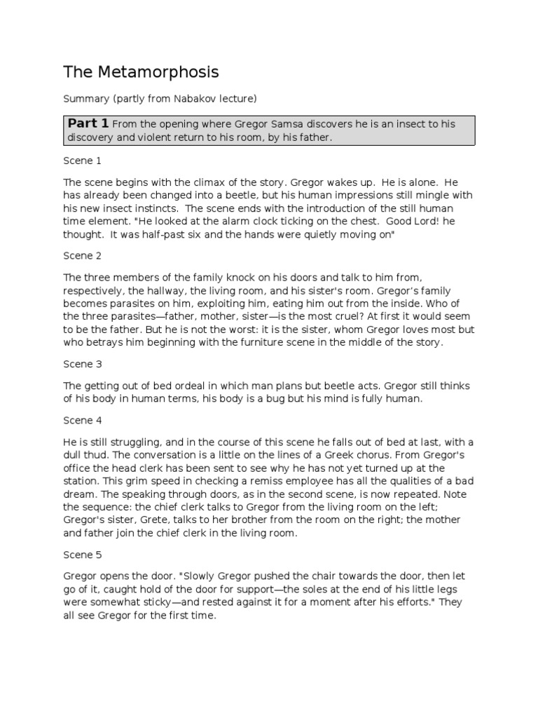 The Metamorphosis Summary | Download Free PDF | The Metamorphosis