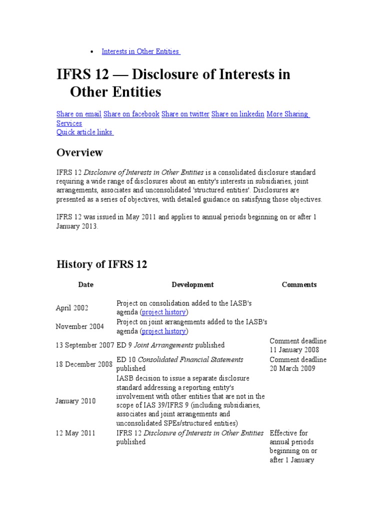 IFRS - 12 Interests in Other Entities | PDF | Subsidiary ...