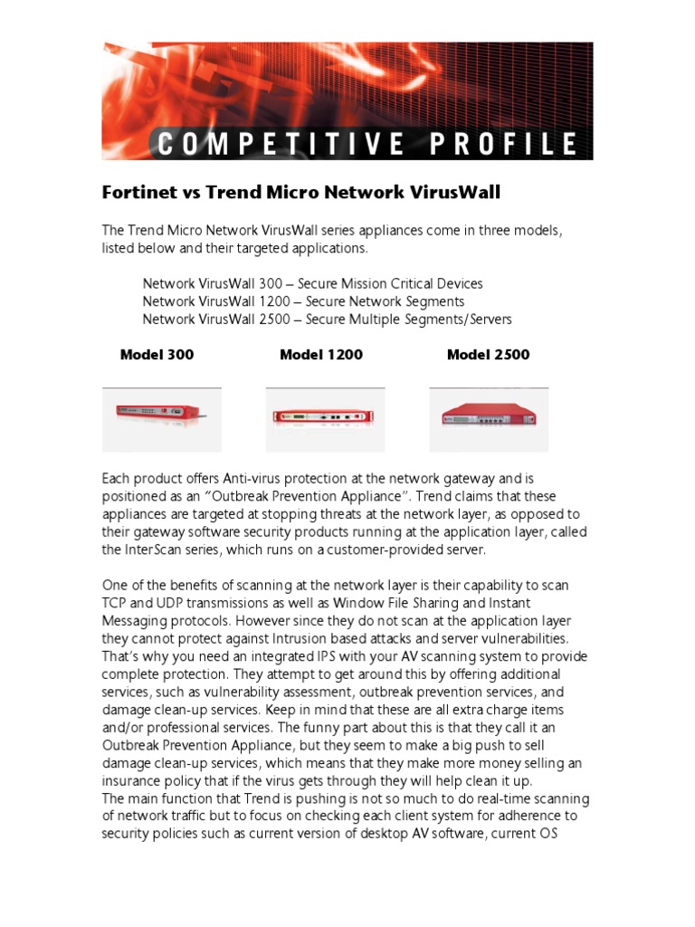 Competitive Analysis - Fortinet Vs Trend Micro Network VirusWall | PDF ...