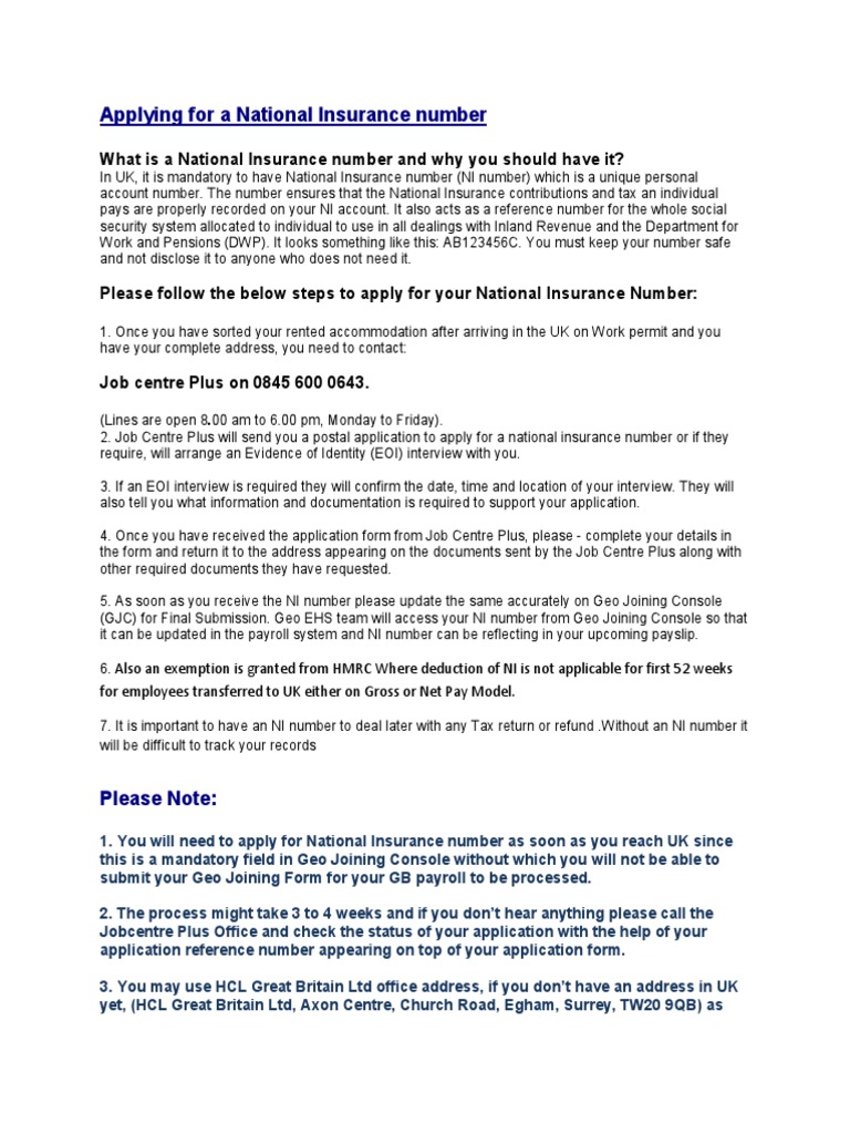 Applying for a UK National Insurance Number: A Step-by-Step Guide for ...