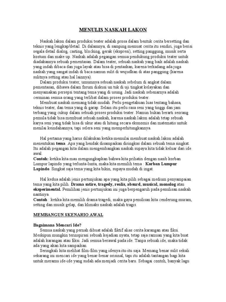 Menulis Naskah Lakon | PDF