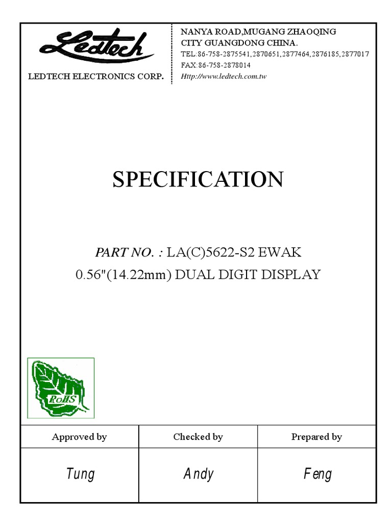 LED Dual Digit Display Specs | PDF | Printed Circuit Board | Soldering