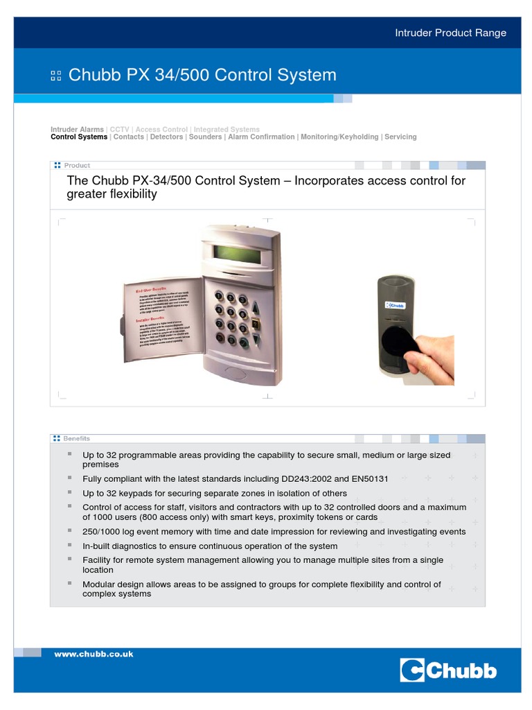 DS005 PX34 500 Control System | PDF | Access Control | Security Alarm
