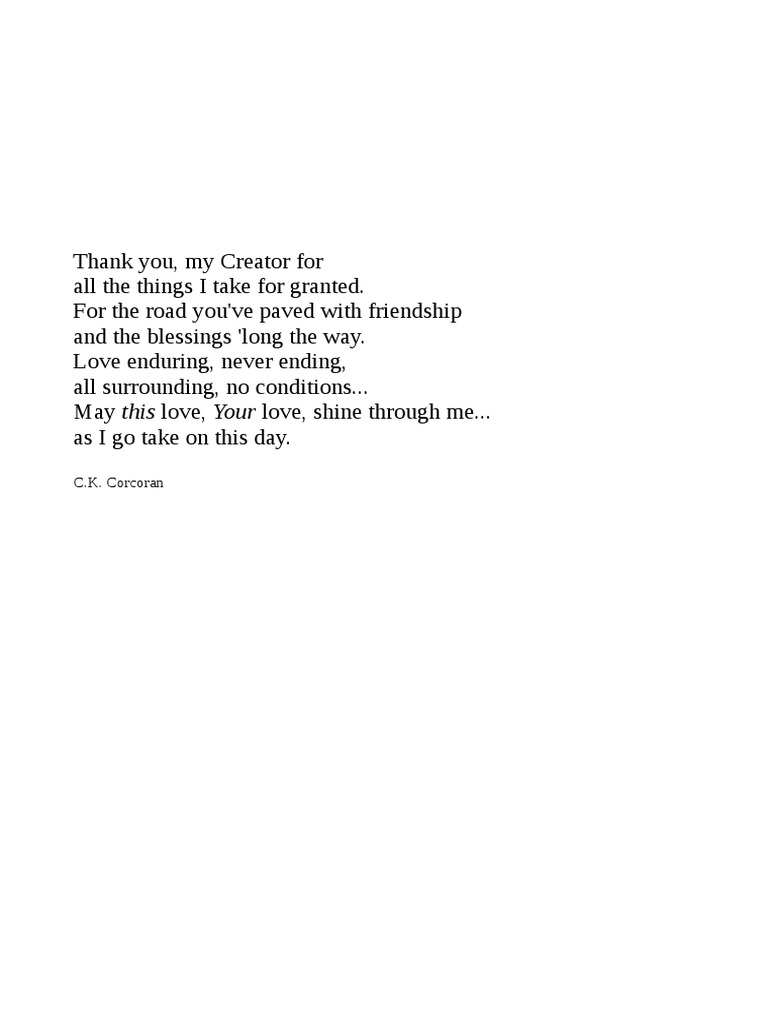 A Gratitude Poem for Everyday Blessings | PDF