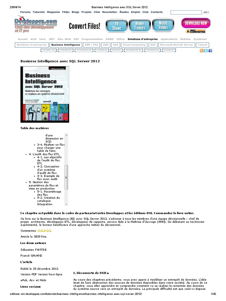 Business Intelligence Avec SQL Server 2012 | PDF | Microsoft SQL Server | Entrepôt de données