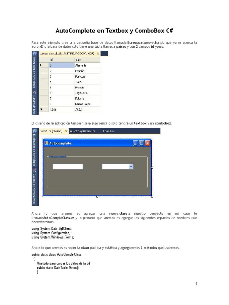 AutoComplete en Textbox y ComboBox C | PDF | Ingeniería Informática | Datos de computadora