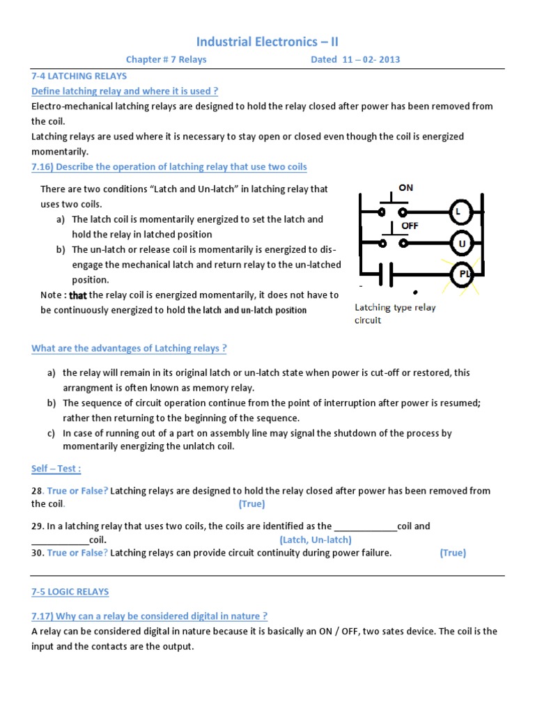 Lecture 4 Latching and Logic | PDF | Relay | Electronic Circuits