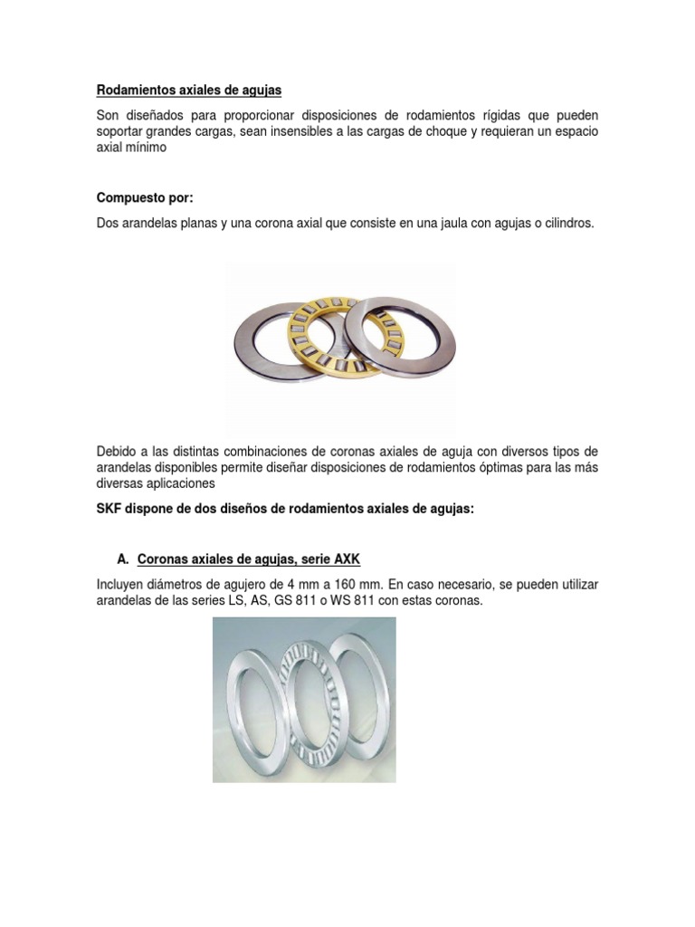 Rodamientos Axiales de Agujas SKF | PDF | Ingeniería mecánica | Bienes ...