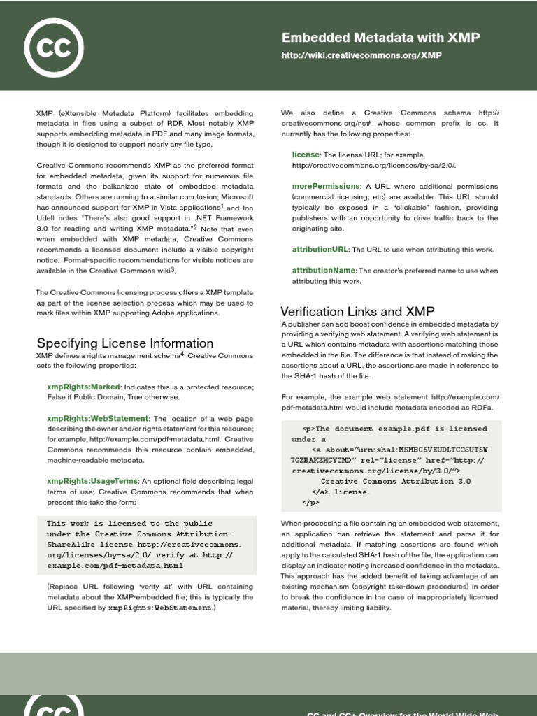 Creativecommons Embedded Metadata With Xmp Eng Download Free Pdf Software Computer Data 