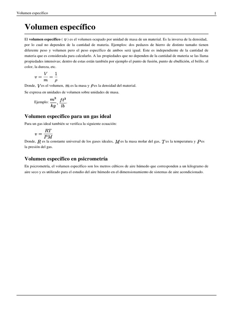 Volumen Específico | PDF