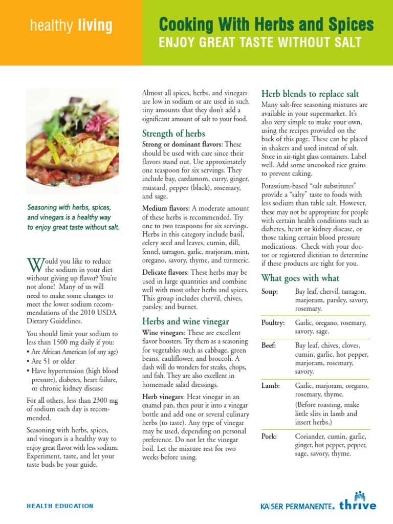 Cooking With Herbs and Spices: Healthy Living | PDF | Dill | Fennel