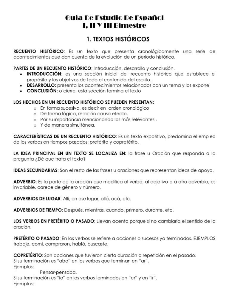 Guia de Estudio de Espanol para Secundaria | PDF | Artes del Lenguaje y ...