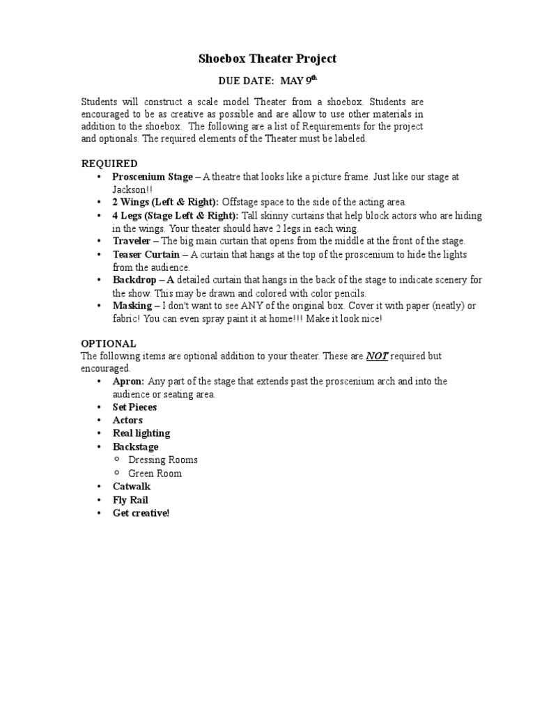 Grade 8 Shoebox Theater Project Guide | PDF