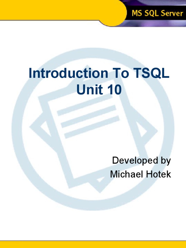 Intro To TSQL - Unit 10 | PDF | Trigonometric Functions | String (Computer Science)