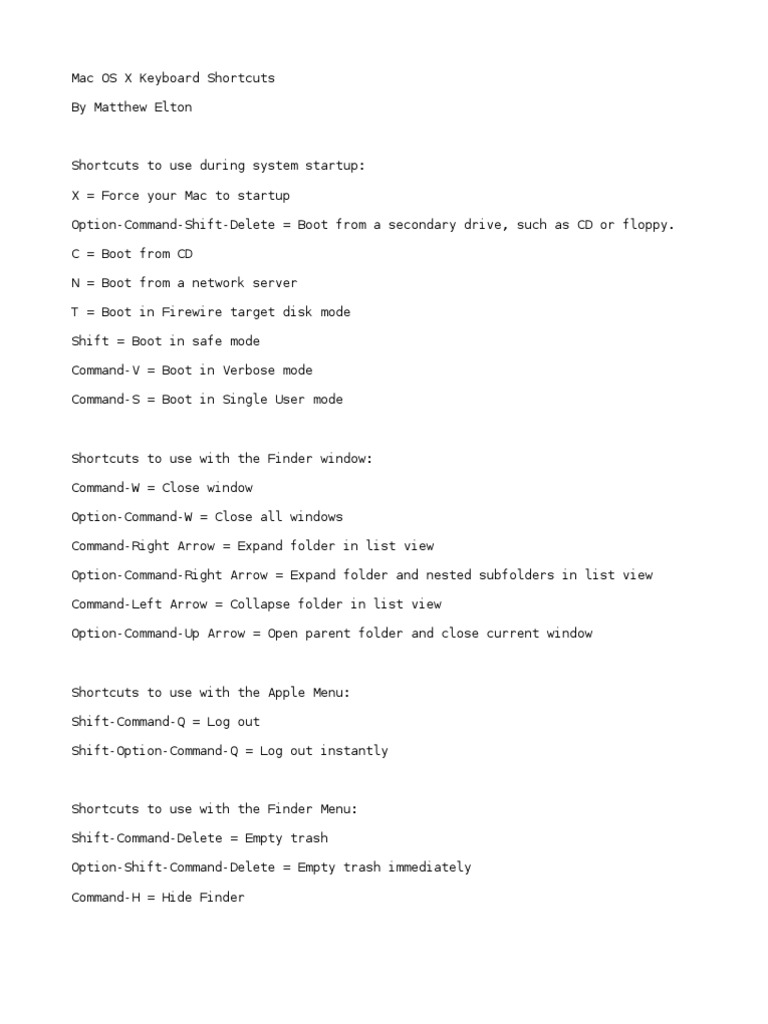 Mac OS X Cheat Sheet | PDF
