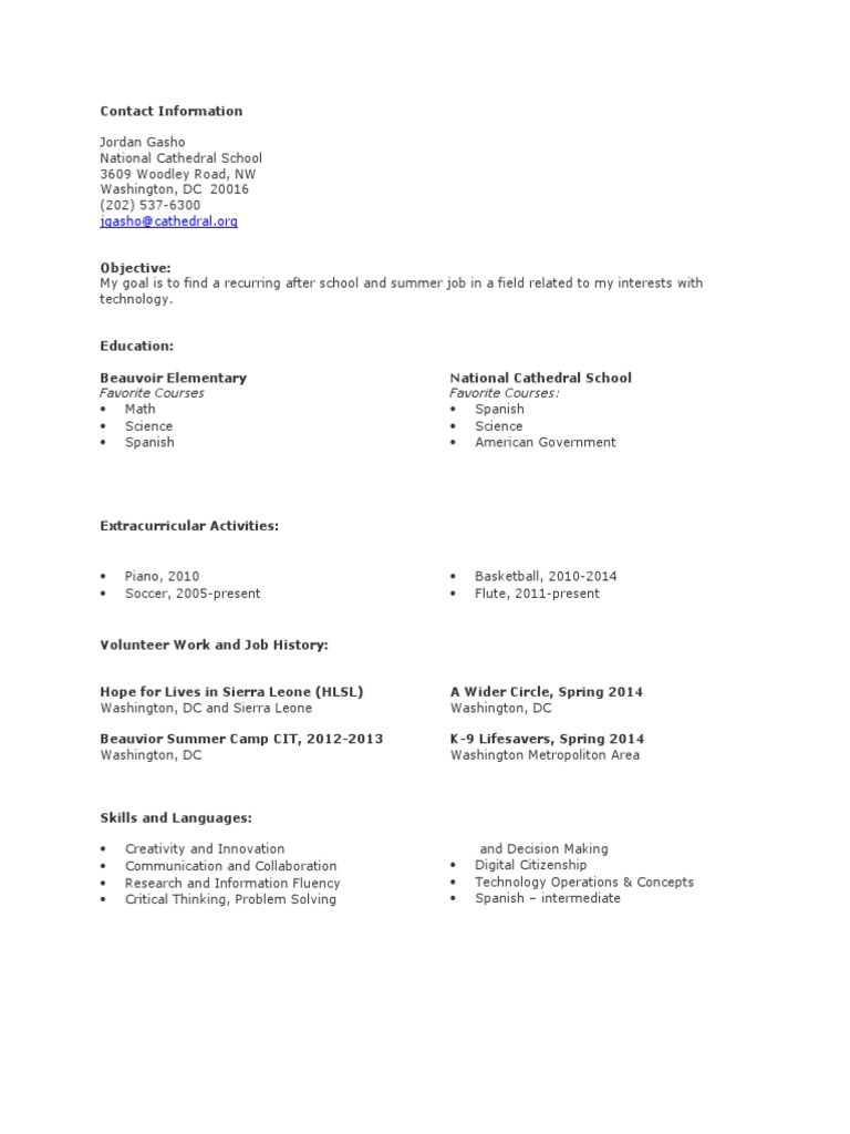 Contact Info & Resume of Jordan Gasho | PDF