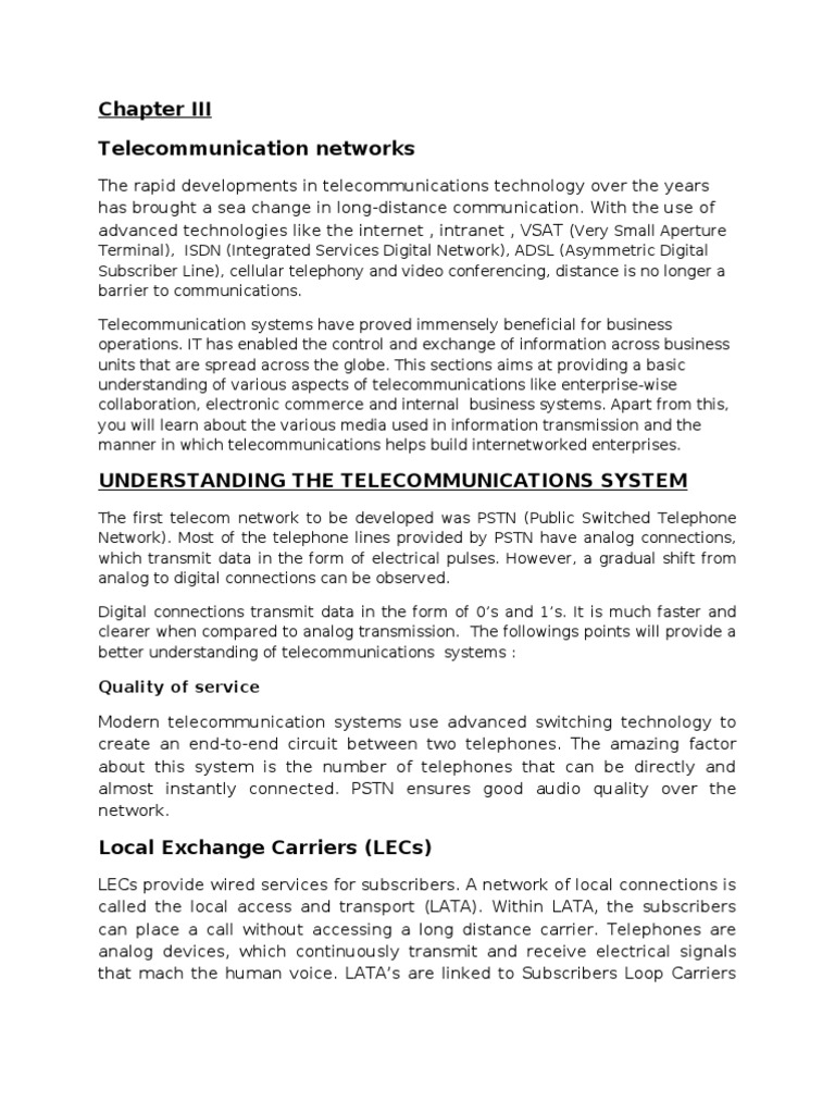 Overview of Telecommunication Networks | PDF | Telecommunication | Data ...
