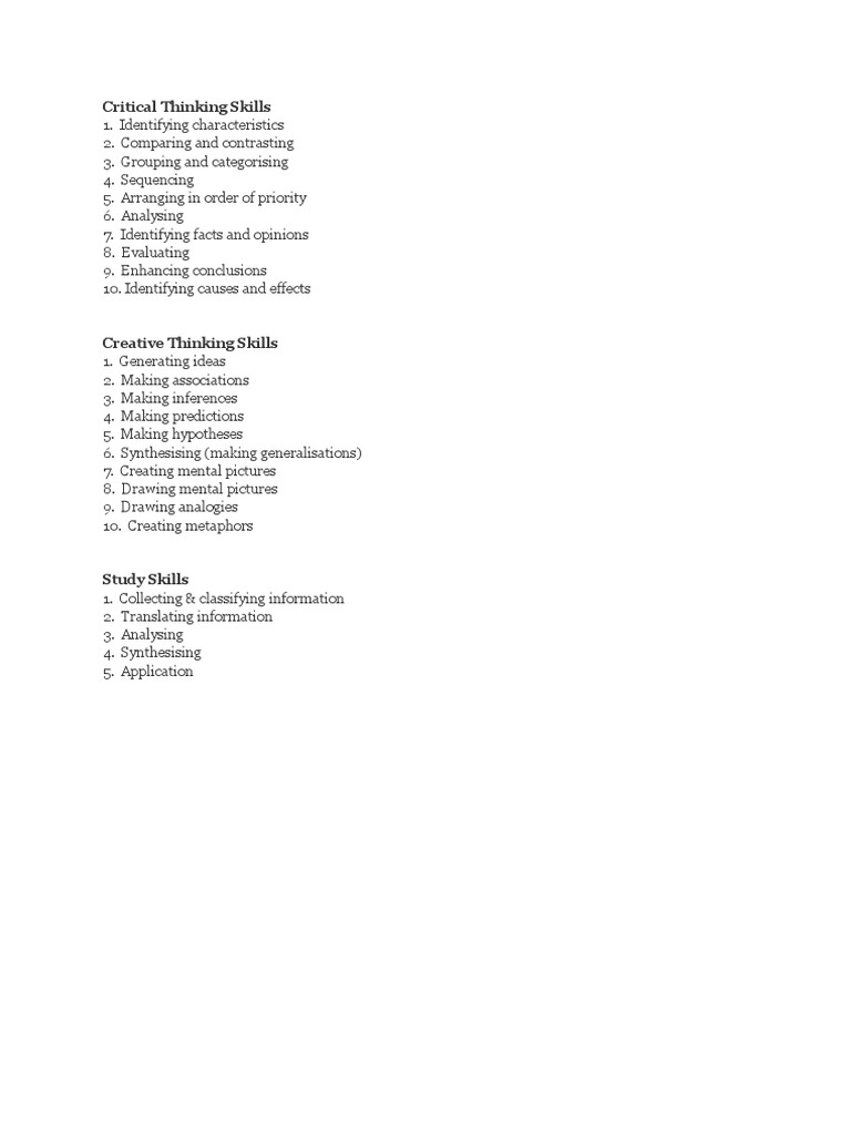 Critical Thinking Skills | PDF