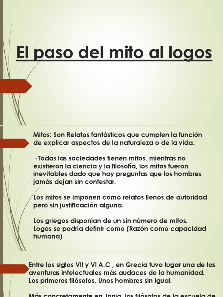 El paso del mito al logos en filosofía | PDF | Mitología | Razón