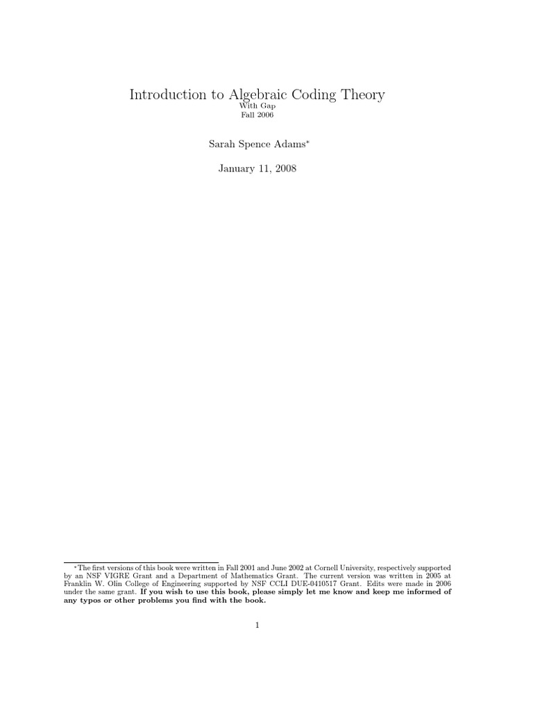 Coding Theory Pdf Forward Error Correction Code