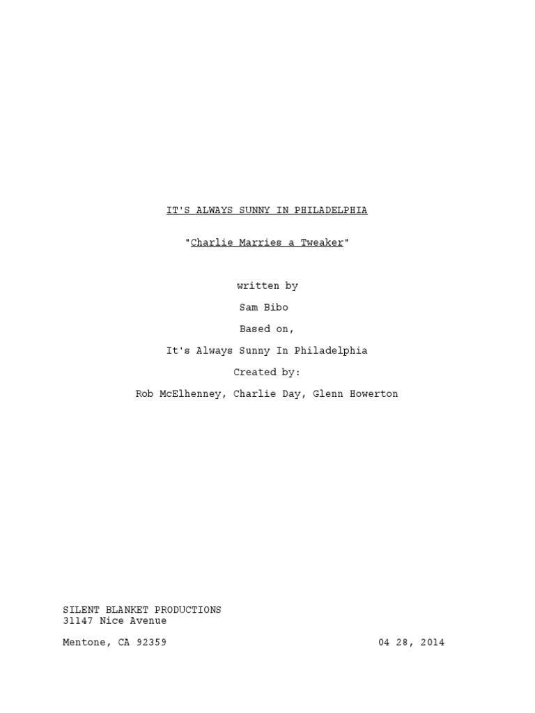 It's Always Sunny in Philadelphia "Charlie Marries A Tweaker ...
