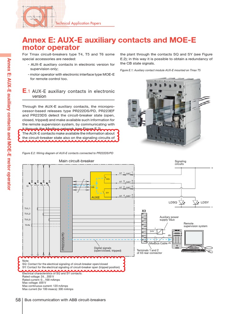 ABB MOE-E and AUX-E Wiring Guide | PDF | Electric Power | Electromagnetism