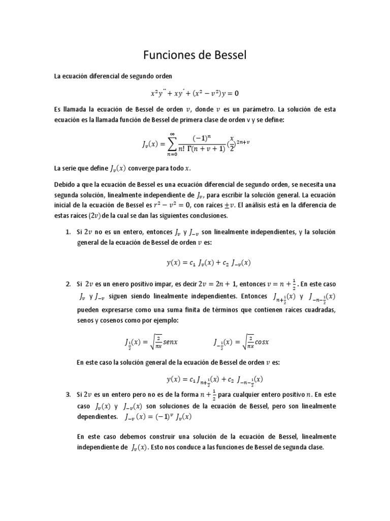 Ecuaciones y Funciones de Bessel | PDF | Ecuaciones | Raíz cuadrada