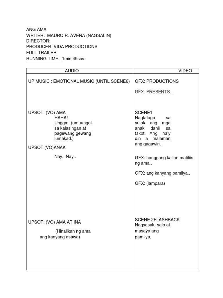 Ang Ama 2 Column Script Vida Productions | PDF