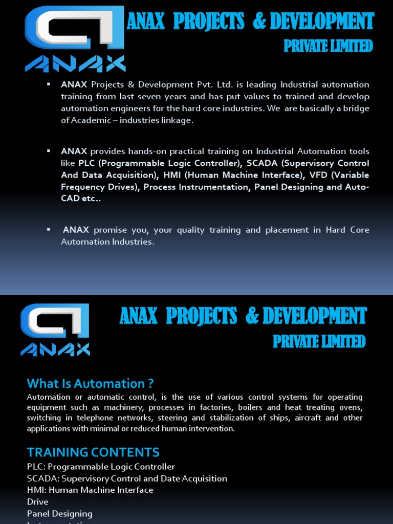 Anax Projects & Development Pvt. Ltd. | PDF | Automation | Electric Motor