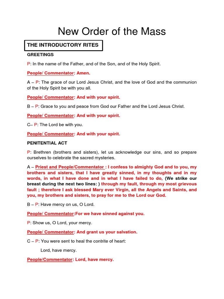 New Order of The Mass | PDF | God The Father | Mass (Liturgy)