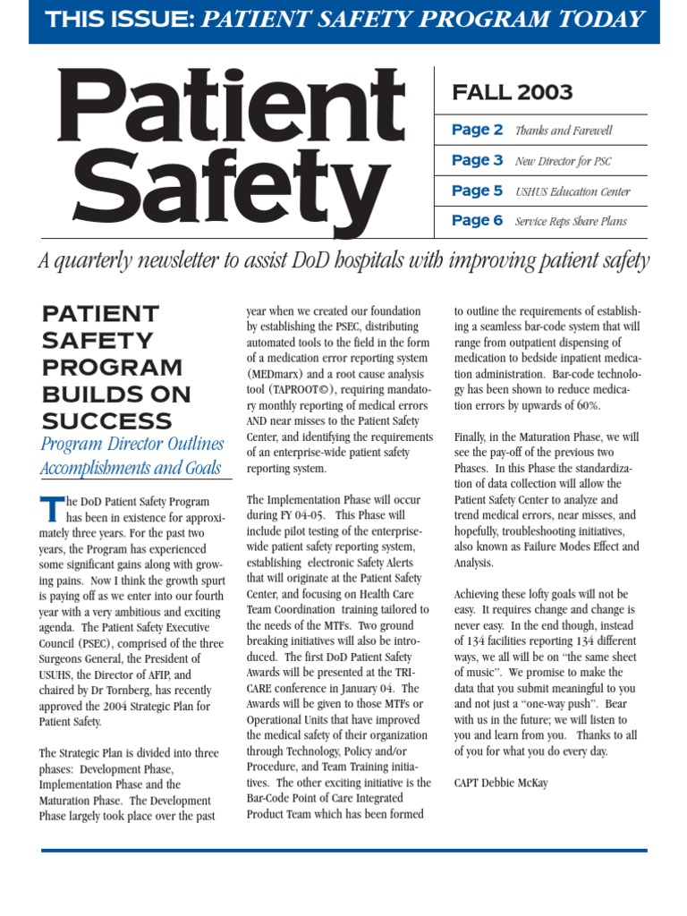 PSC Newsletter 2003 Fall | PDF | Patient Safety | Joint Commission