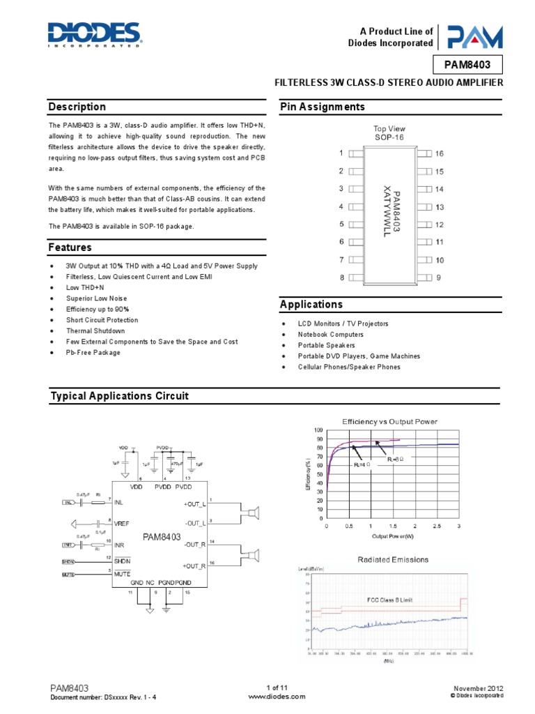 Pam 8403 | PDF | Amplifier | Capacitor