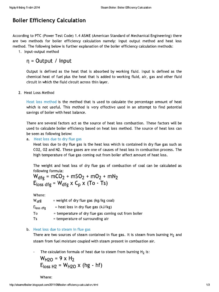Steam Boiler - Boiler Efficiency Calculation | PDF