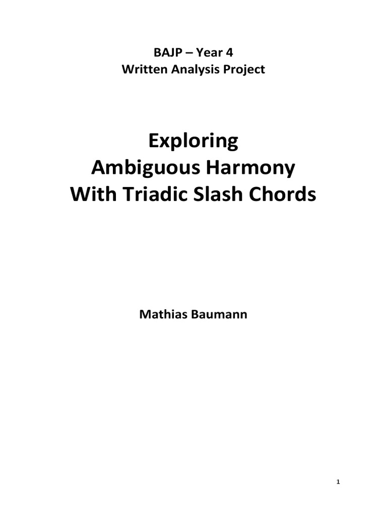 Exploring Ambiguous Harmony With Triadic Slash Chords | PDF | Chord ...