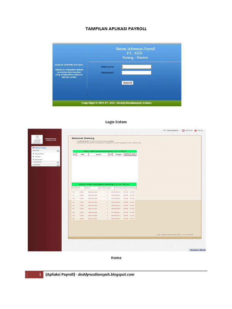 Tampilan Aplikasi Payroll | PDF