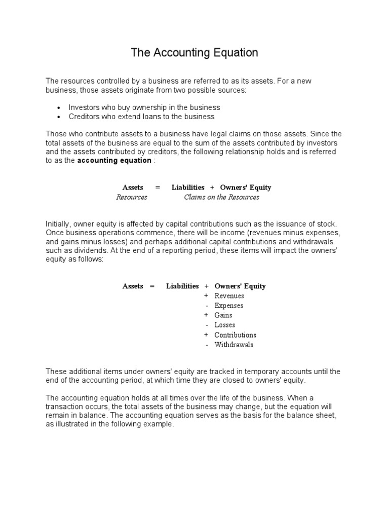 The Accounting Equation | PDF