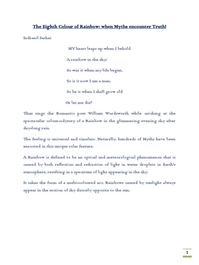 The Eighth Colour of The Rainbow: When Myths Encounter Truth! | PDF ...