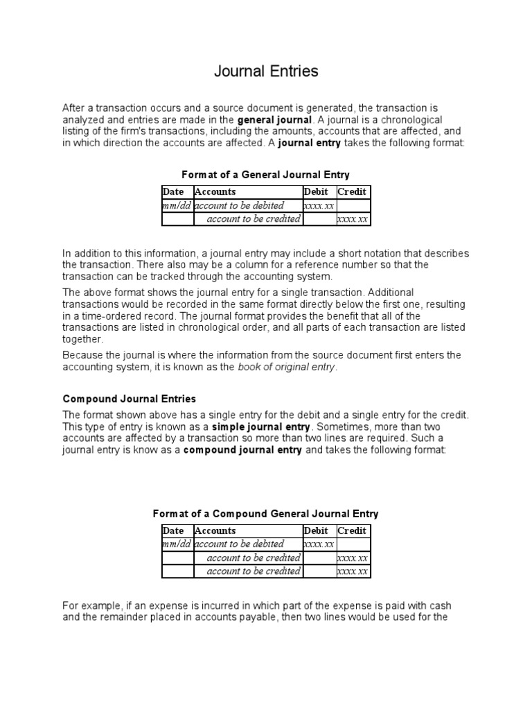 Journal Entries | PDF | Debits And Credits | Accounting