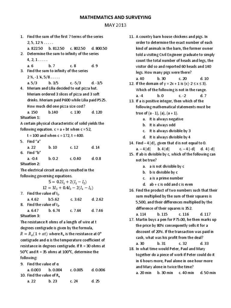 Mathematics and Surveying May 2013 | PDF | Trigonometric Functions ...