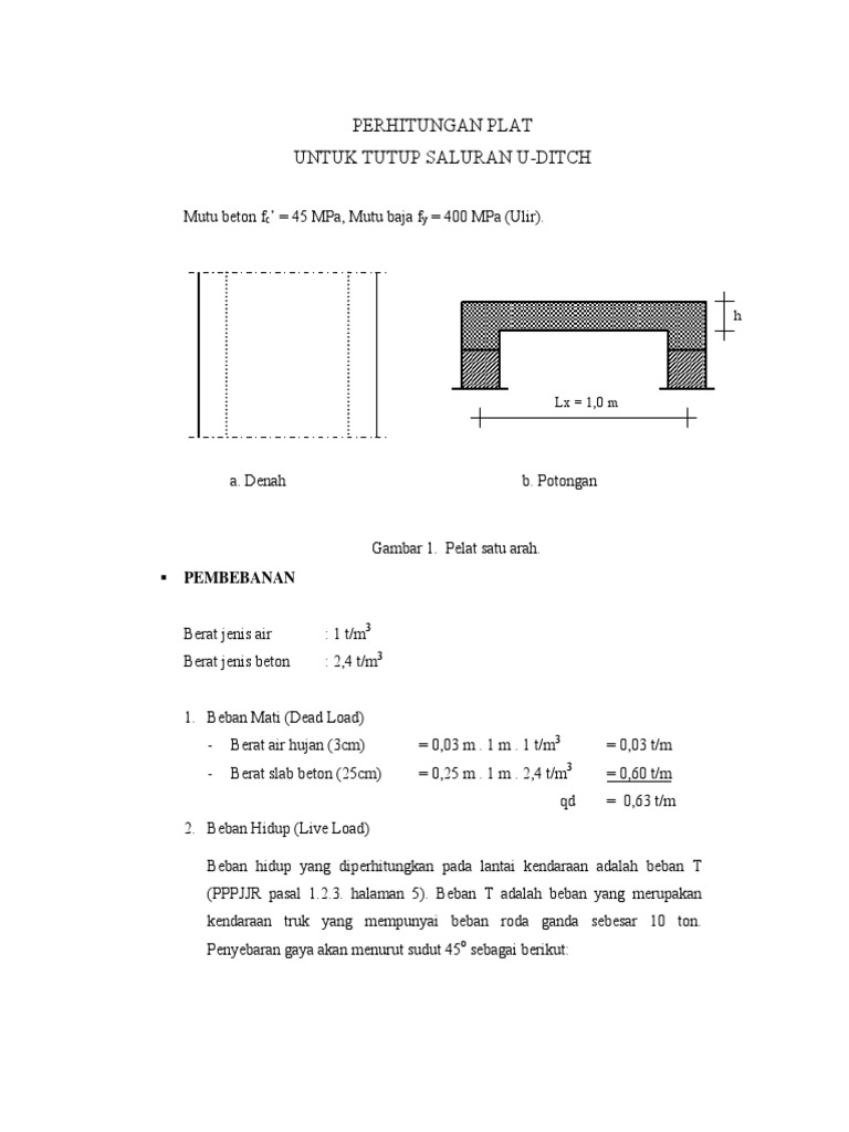 Perhitungan Plat Tutup Saluran | PDF | Metode & Bahan Ajar